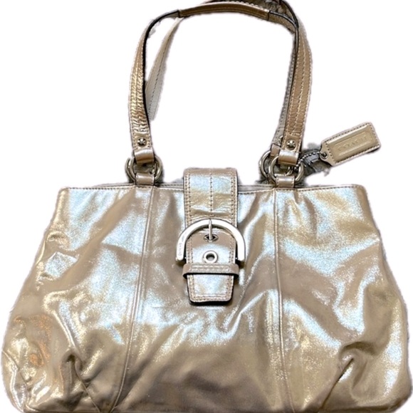 Coach | Bags | Coach Metallic Gold Soho East West Leather Shoulder Bag ...